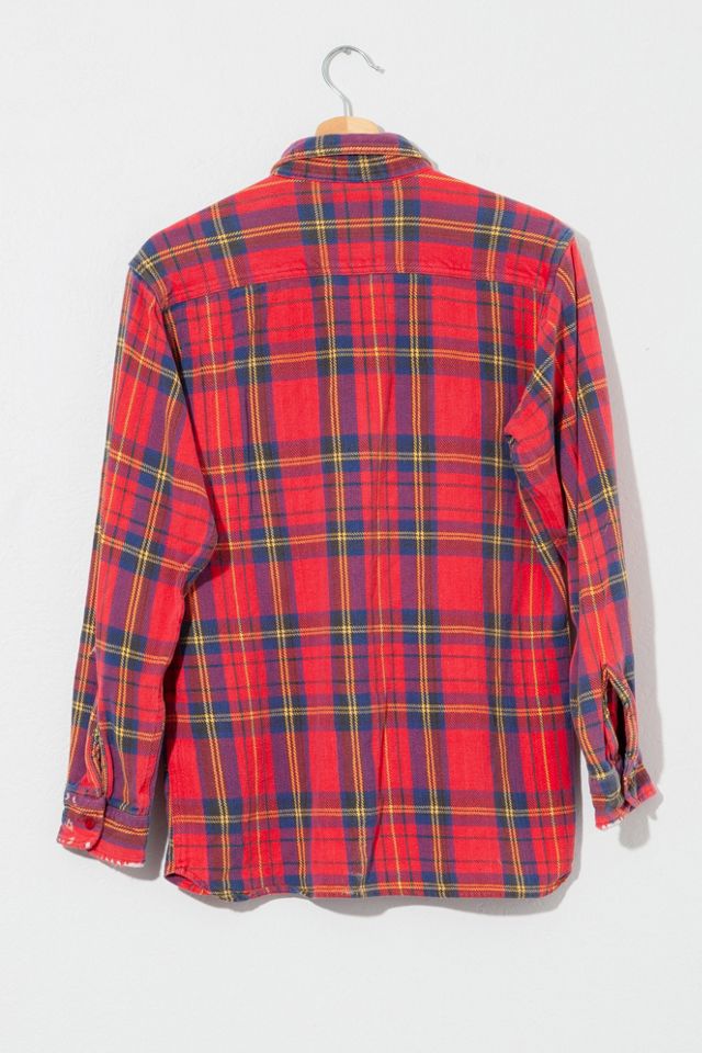 Vintage 1990s Distressed Red Flannel Heavyweight Button Up Shirt ...