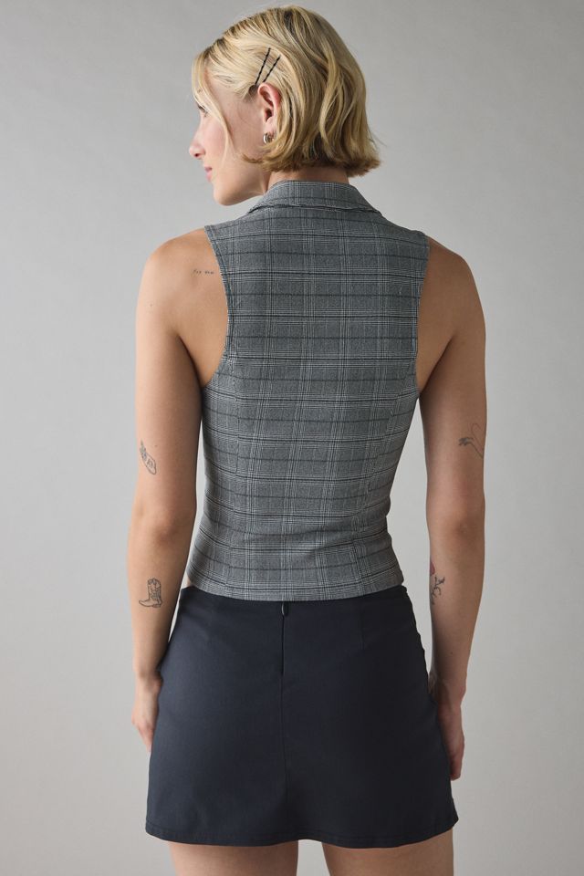 BDG Ledia Collared Zip-Front Vest Top | Urban Outfitters