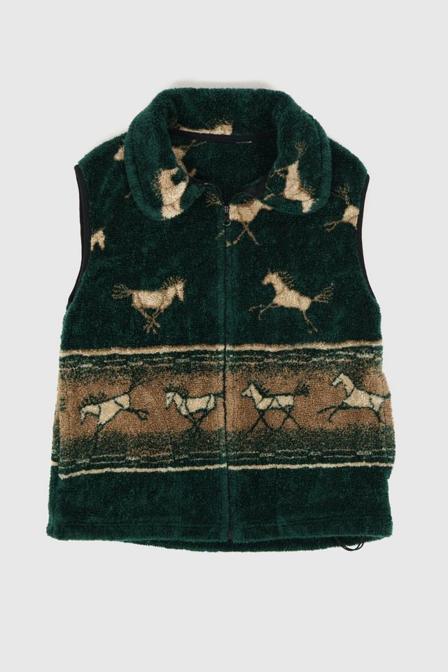 Vintage Horse Pattern Fleece Vest | Urban Outfitters