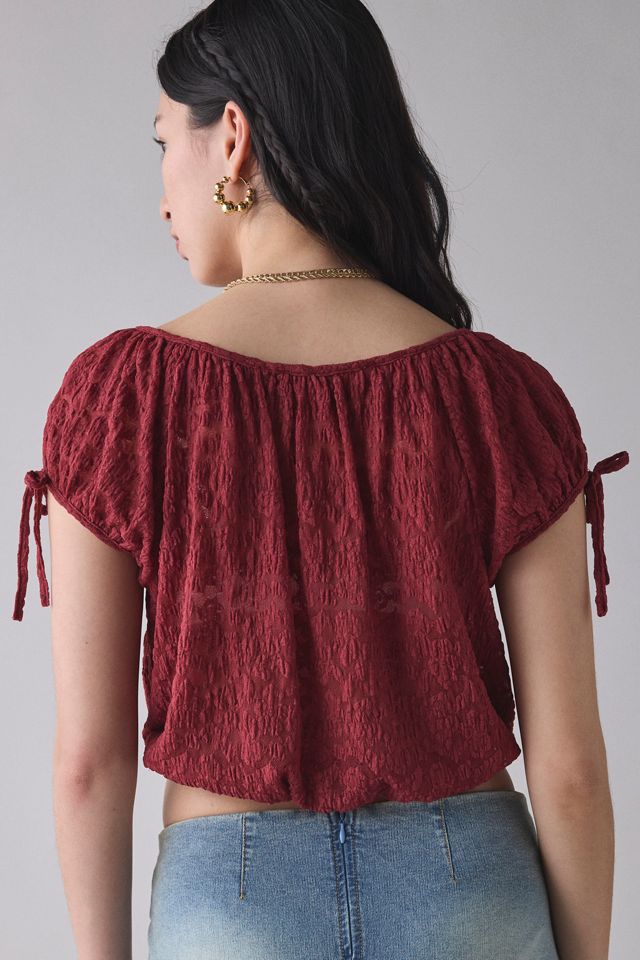 UO Chappel Prairie Scoop Neck Cropped Blouse | Urban Outfitters