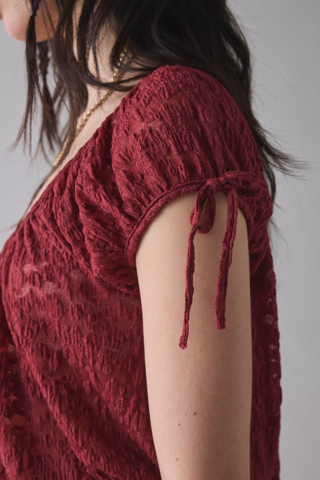 UO Chappel Prairie Scoop Neck Cropped Blouse | Urban Outfitters