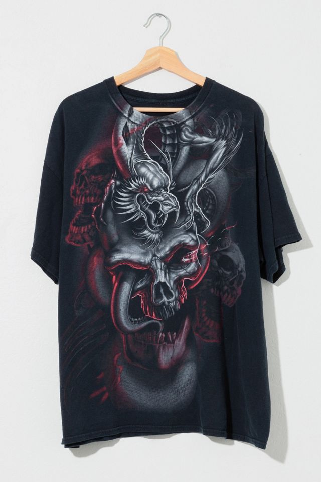 Vintage Y2K Dragon Skull Black Graphic T-Shirt | Urban Outfitters