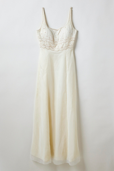 Vintage White Beaded Bodice Prom Dress | Urban Outfitters