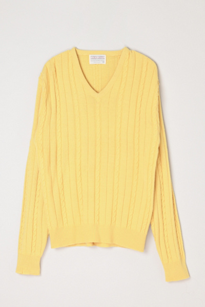 Vintage 1960s Light Yellow Cable Knit Sweater | Urban Outfitters