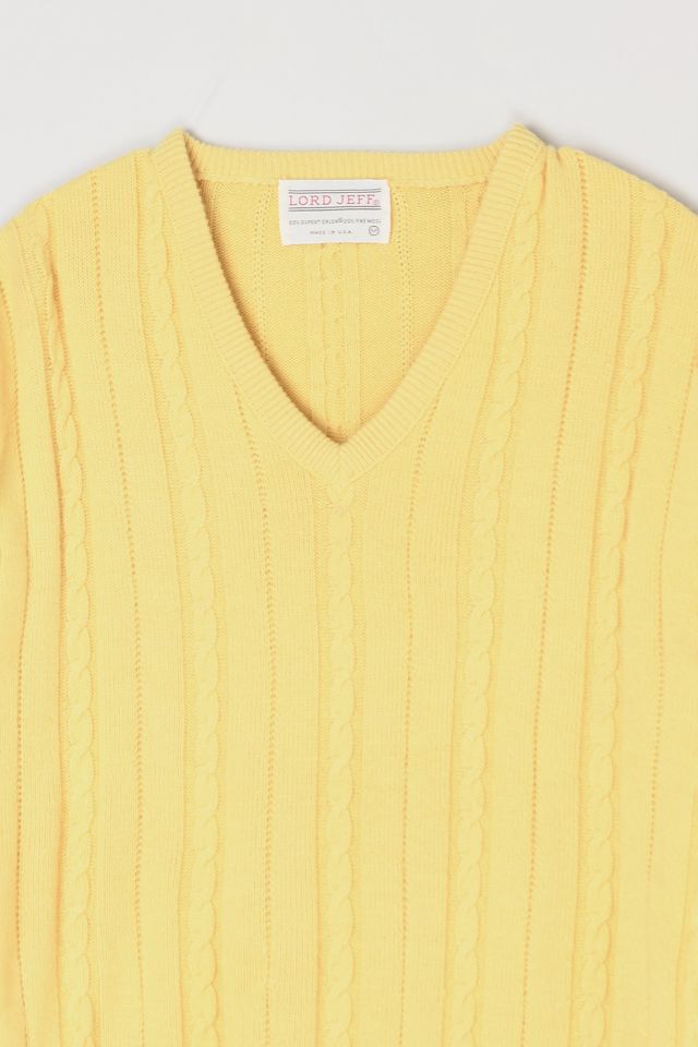 Vintage 1960s Light Yellow Cable Knit Sweater | Urban Outfitters